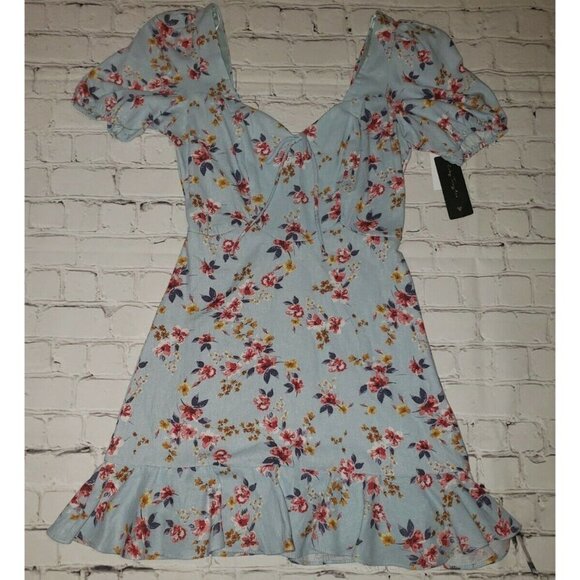 City Triangles | Dresses | Nwt City Triangles Blue Floral Linen Blend ...